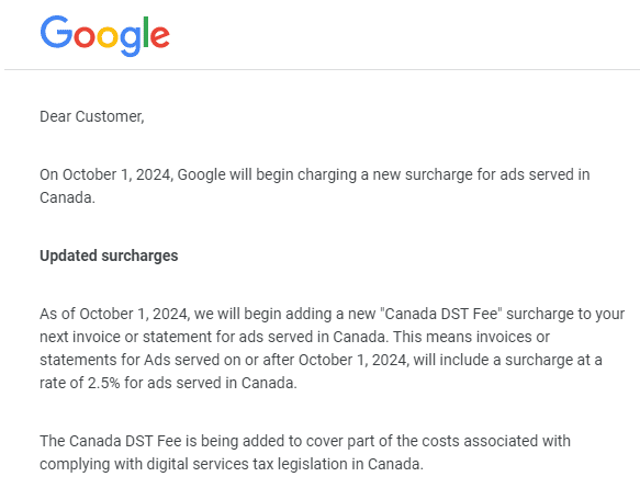 UPDATE: Google Removes DST | New 2.5% Surcharge for Canadian Ads: What ...